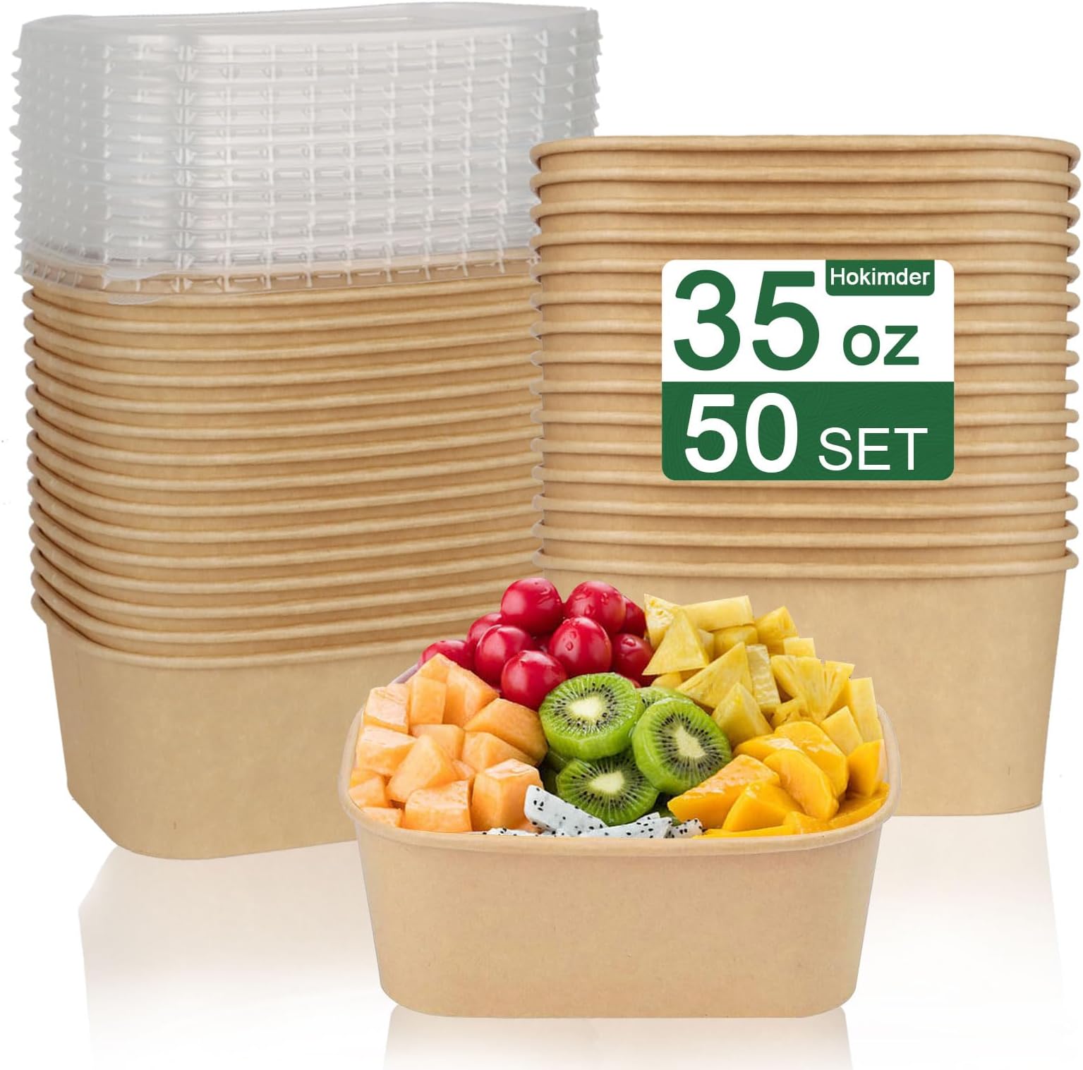 Amazon.com: FISDEN 50 Pack Kraft Paper Food Container, 25 OZ Disposable ...