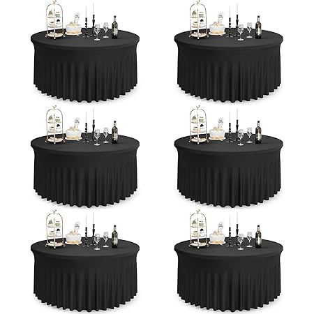 Amazon.com: Htper 6 Pack Black Spandex Round Table Cloths for 60 inch ...