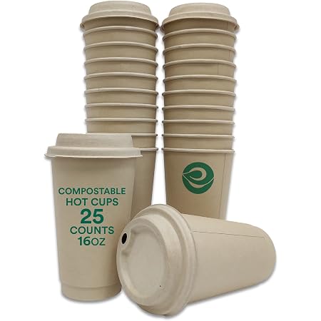 Amazon.com: ECOLipak [210 Pack] 16 oz Compostable Cups, Biodegradable ...