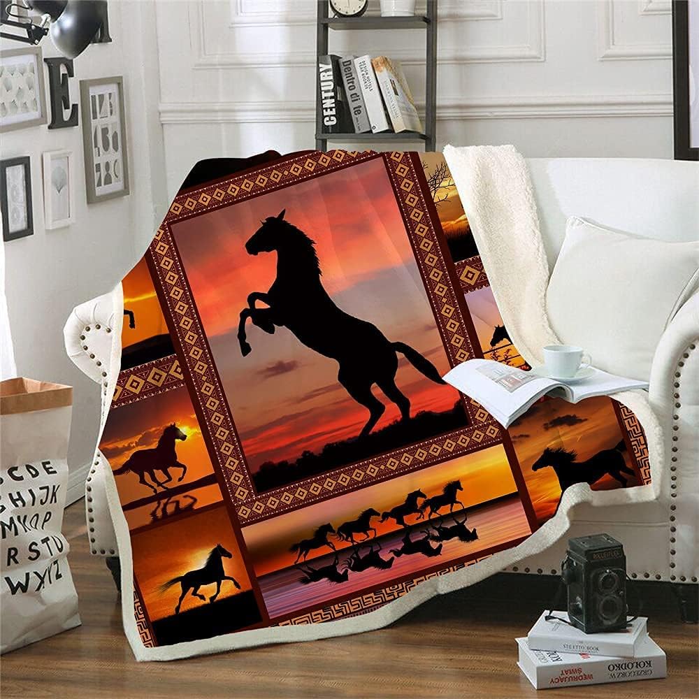 Amazon.com: Horse Blanket Animal Print Throw Blanket Comfort Warmth ...