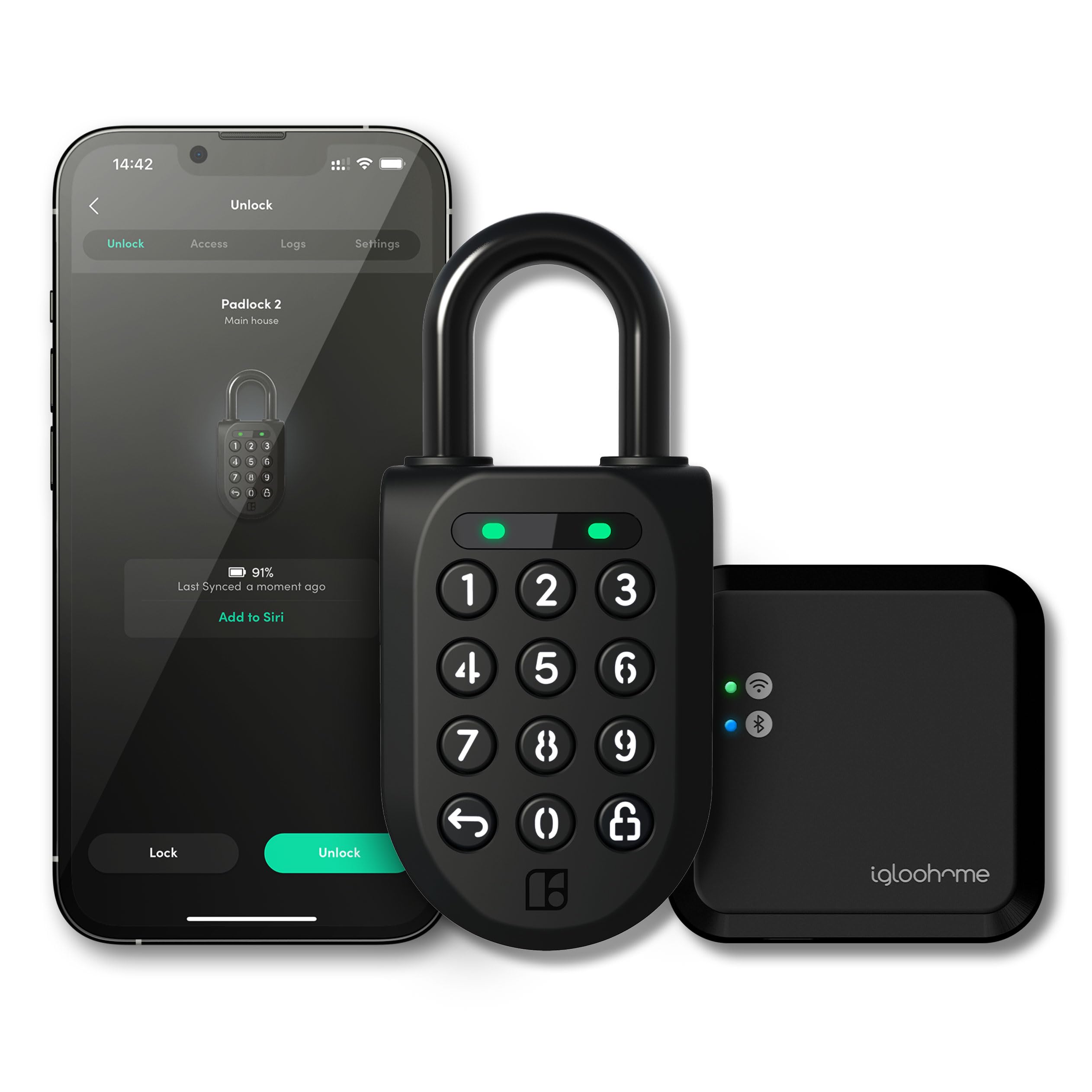 igloohome Waterproof Smart Padlock 2 (SP2) & WiFi Bridge Bundle ...