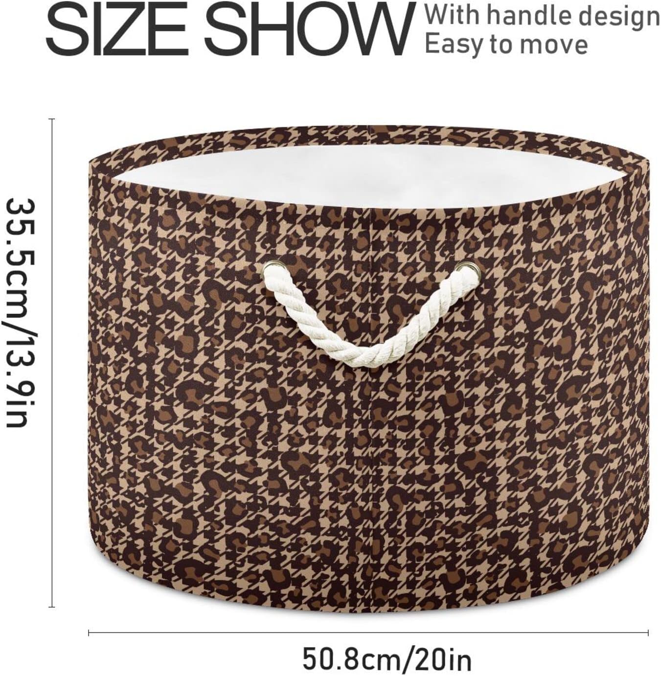 FRODOTGV Houndstooth with Leopard Print storage basket folding and ...