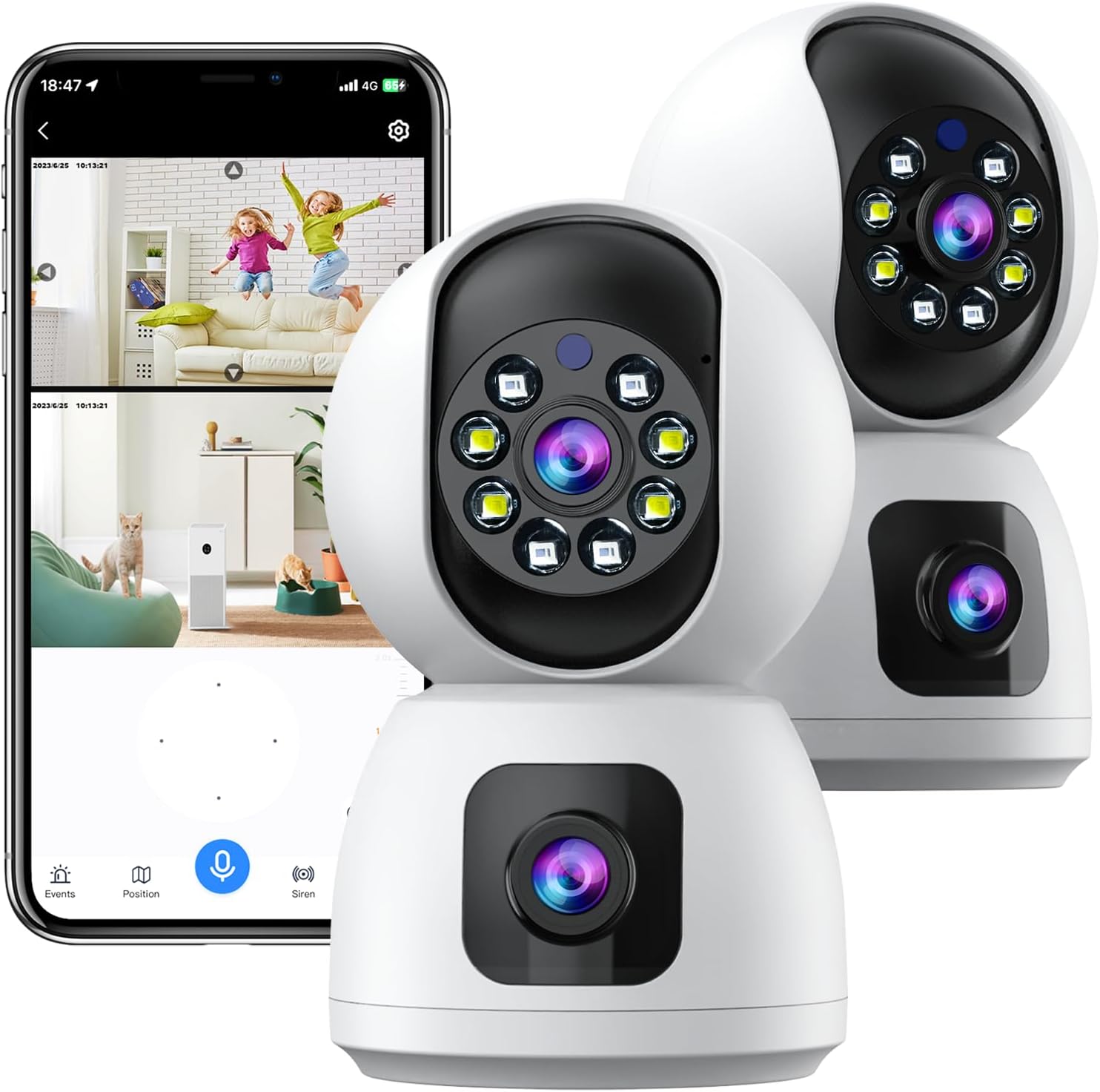 Amazon.com : Dual Lens Indoor Security Camera 2MP,WiFi Indoor Security ...