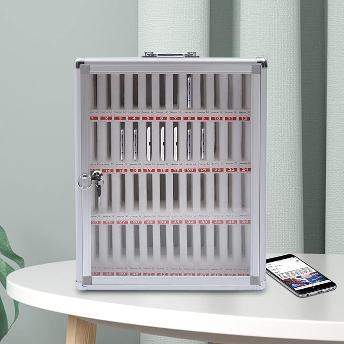 Amazon.com: Wall-Mounted Cell Phones Storage Cabinet, 48 Slots Aluminum ...