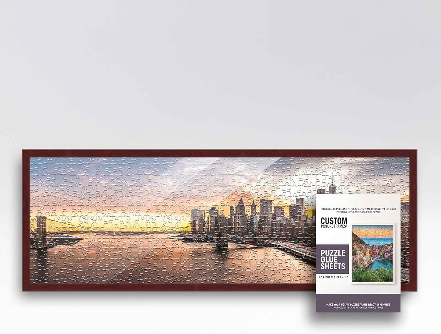 Amazon.com: 13x39 Dark Brown Solid Wood Picture Frame Set with Peel ...