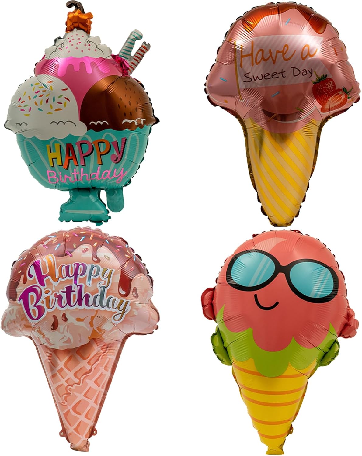 Amazon.com: SAMOKA Ice Cream Balloons,4 PCS 27-30 Inch Ice Cream Foil ...