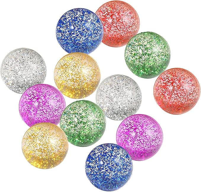 WELANE Bouncy Balls,12 PCS Mixed Glitter Bouncy Ball for Birthday Party ...