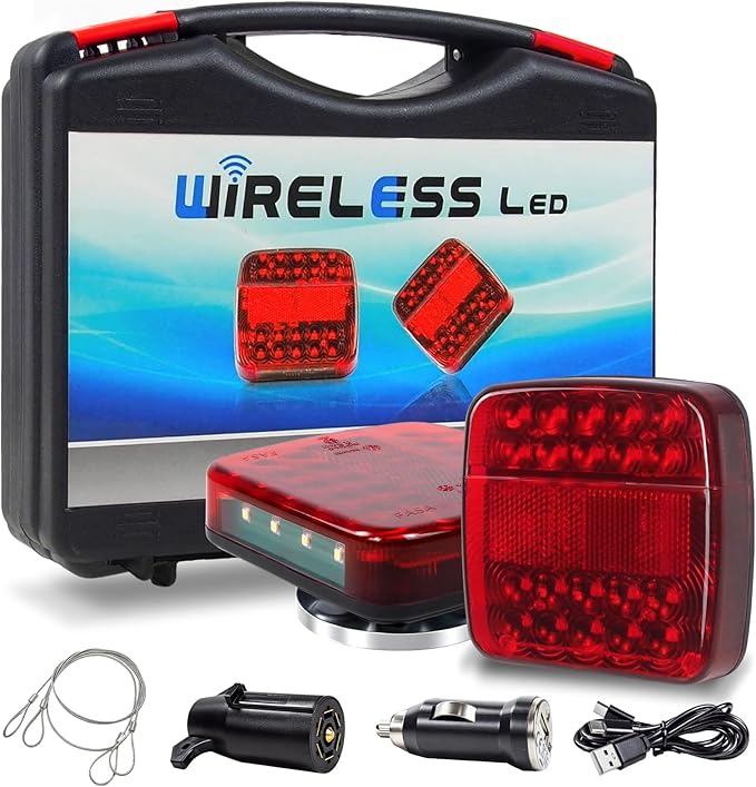 Wireless Trailer Lights Magnetic Kit with 7-Pin Transmitter ...
