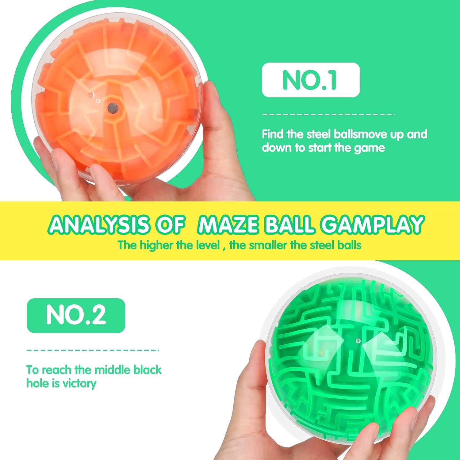 Buy 2 Pieces Maze Ball 3D Maze Puzzle Brain Teasers Games Gravity 3D ...