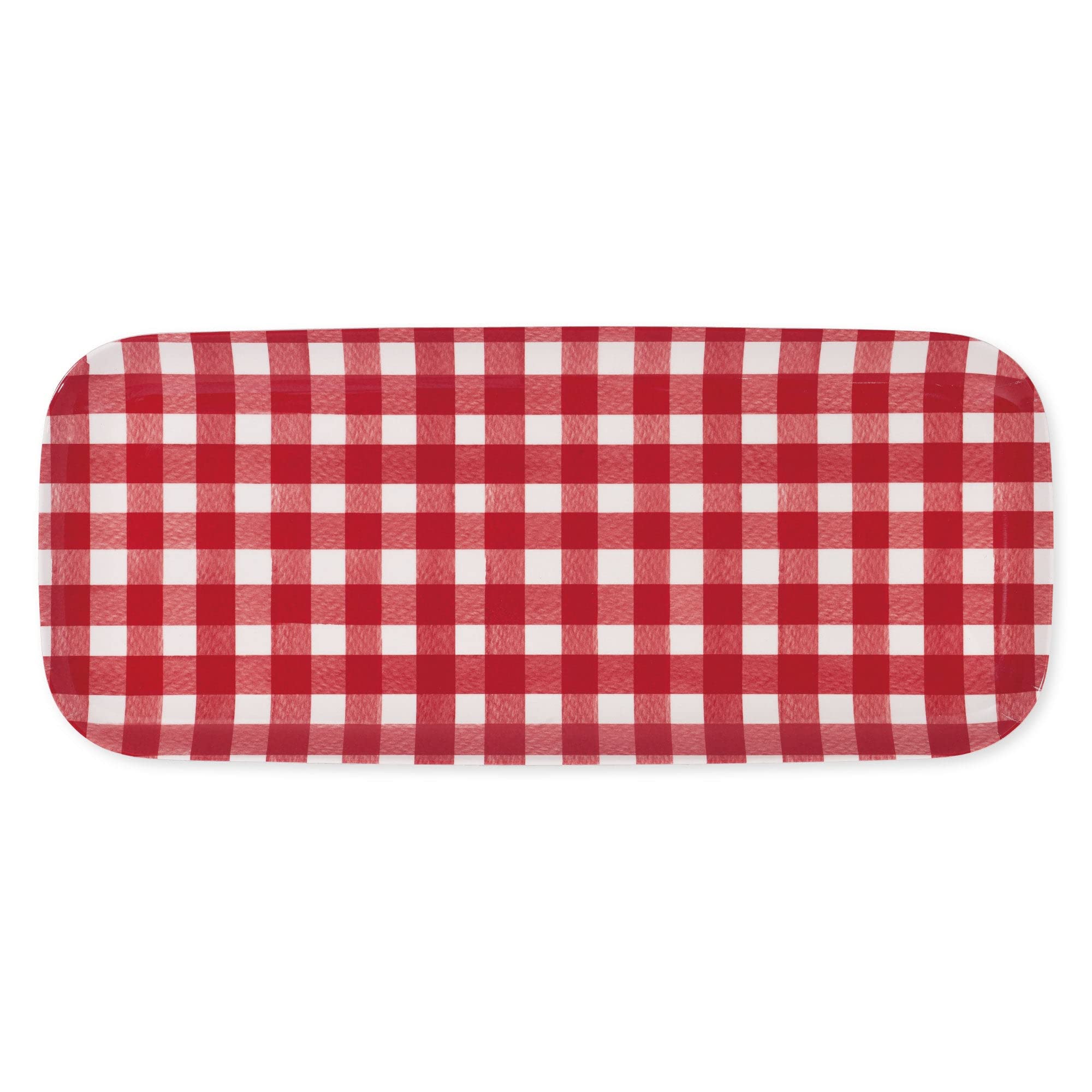 Snapklik.com : ware Gingham Red Melamine Serving Tray, 15 X 6.5 Inch Rectangular Serving Platter ...