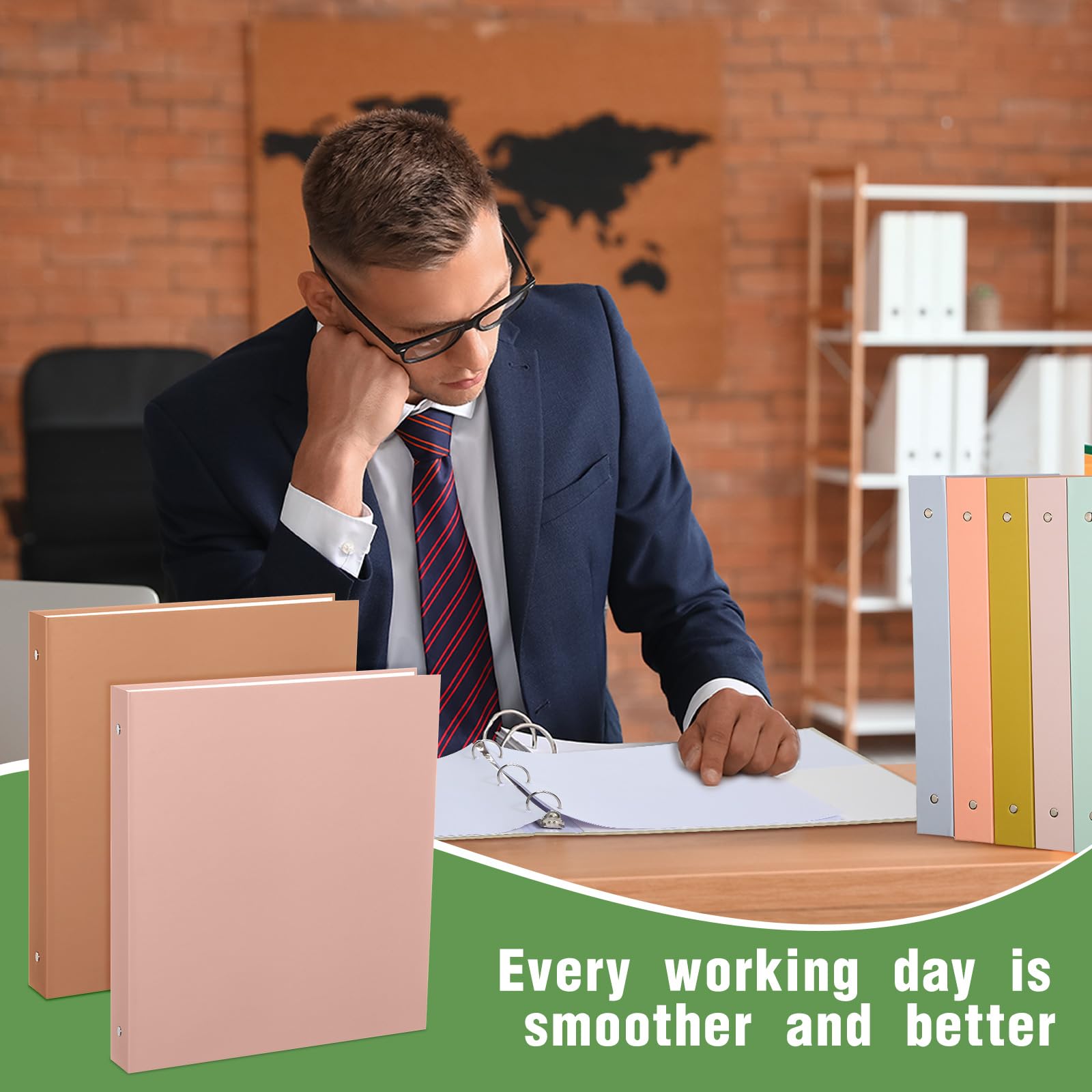 Ctosree 10 Pcs 1 Inch Heavy Duty 3 Ring Binder with 2 Pockets ...