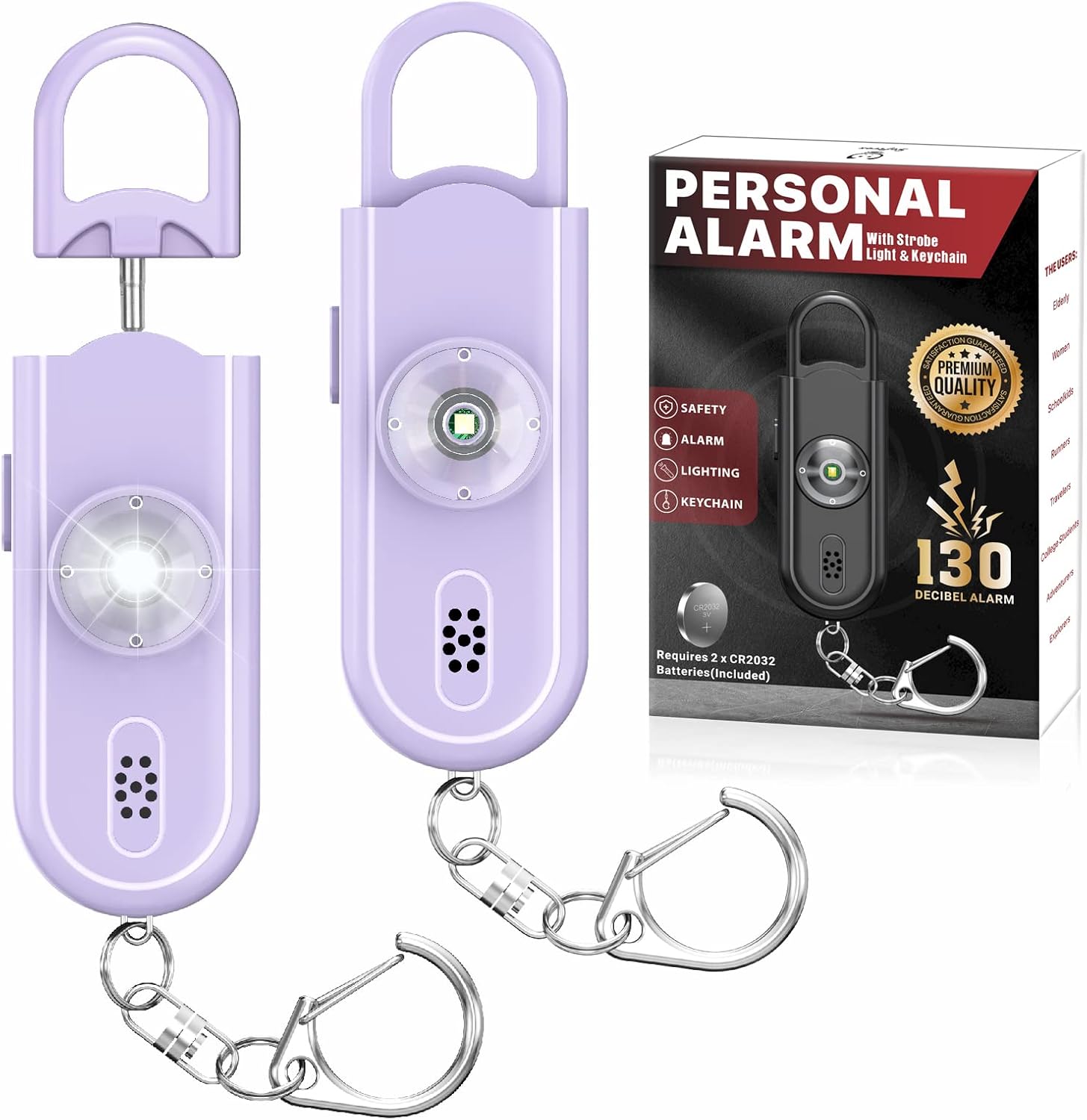 Amazon.com: Softvox Personal Safety Alarm Keychain for Women 2PCS -130 dB Loud Siren with SOS ...