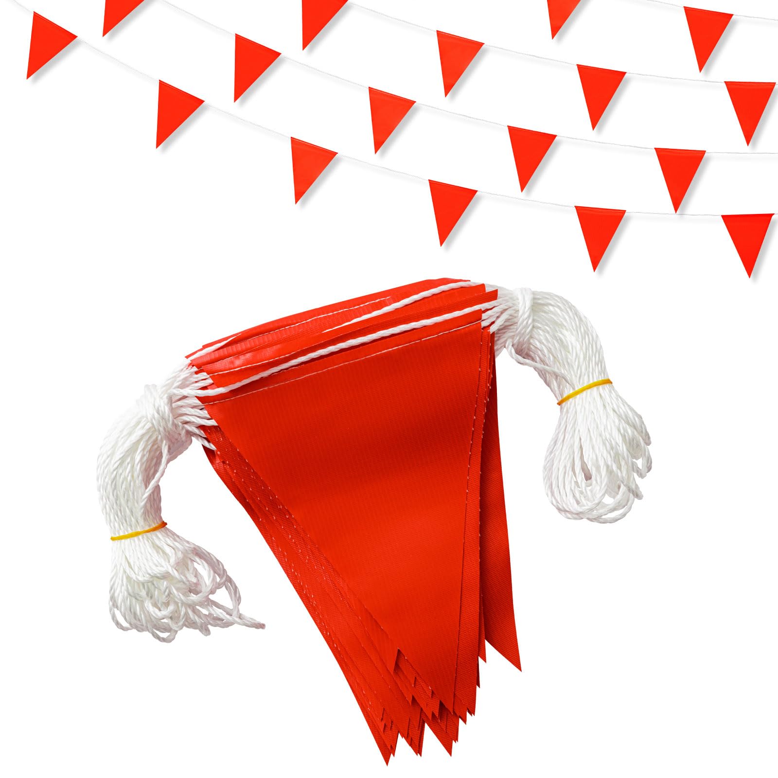 Amazon.com: Preboun Safety Marking Flags 197ft Strand Pennant Banner ...