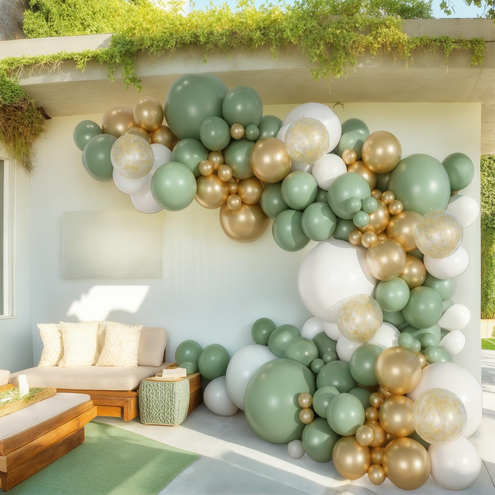 Snapklik.com : Sage Green Balloon Arch Kit Garland 154 Pcs Different ...