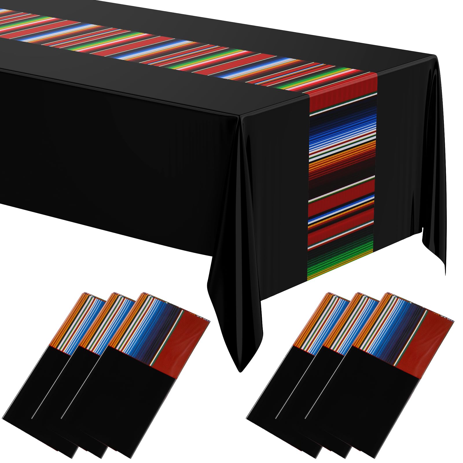 Amazon.com: Oudain 6 Pcs Fiesta Tablecloth 108 x 54 Inch Plastic ...