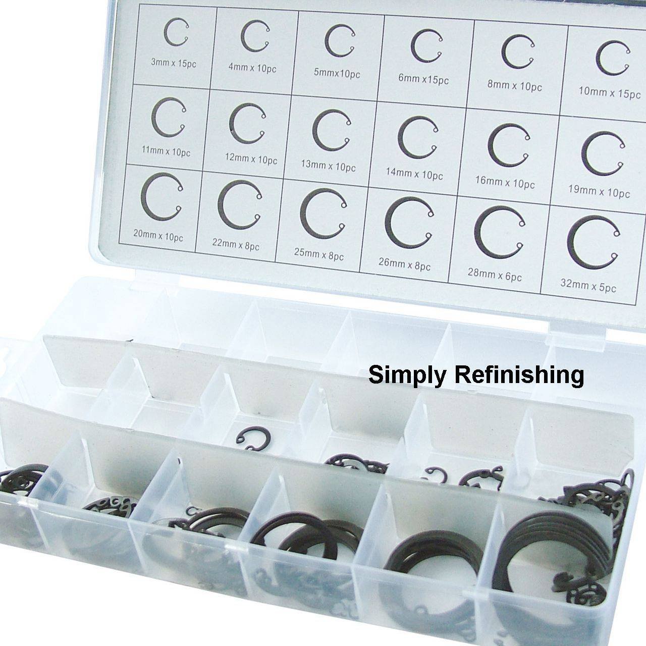 Internal Circlip Set. 180pc assorted retaining Cir Clips / small sized ...