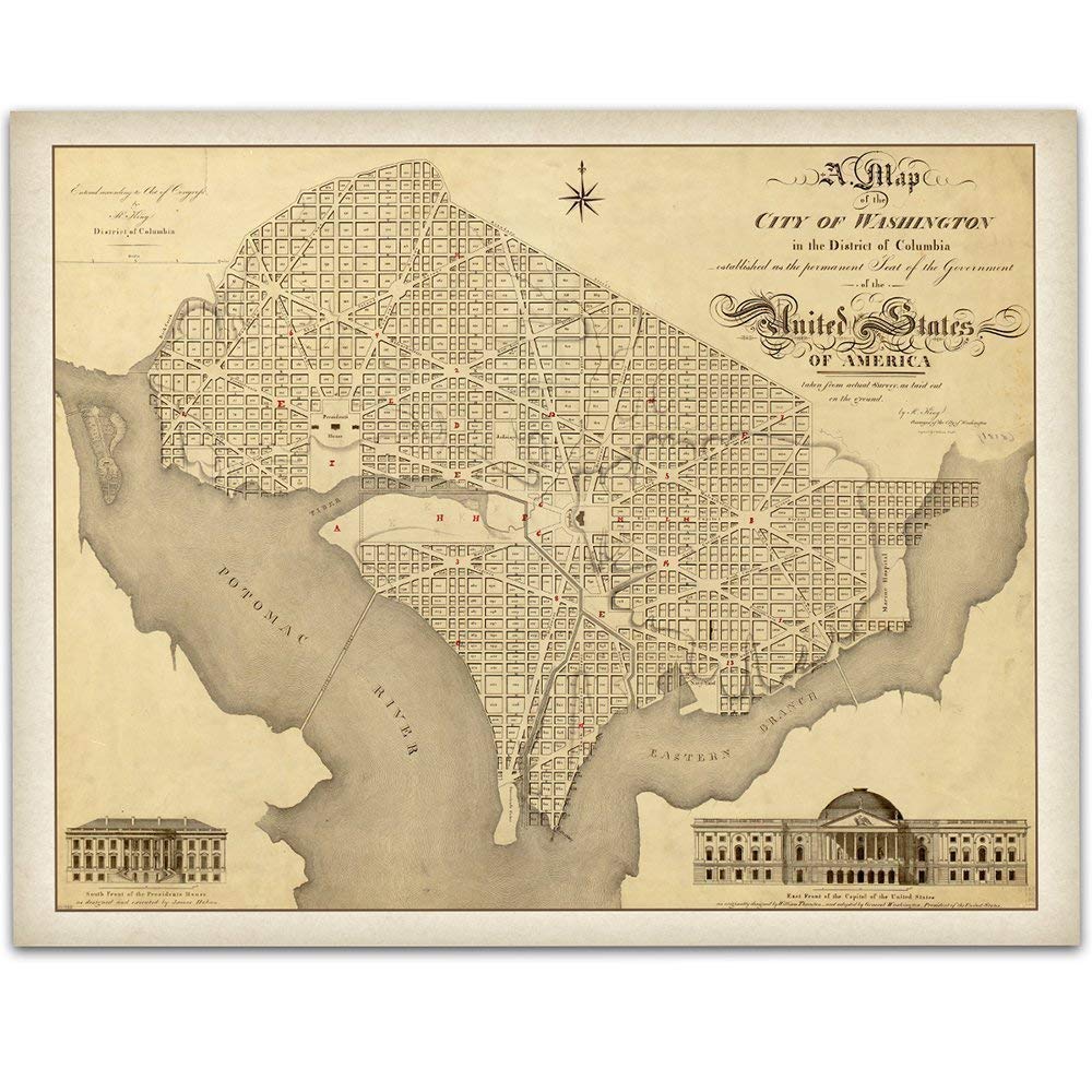 Amazon.com: 1818 Map of Washington DC - 11x14 Unframed Art Print ...