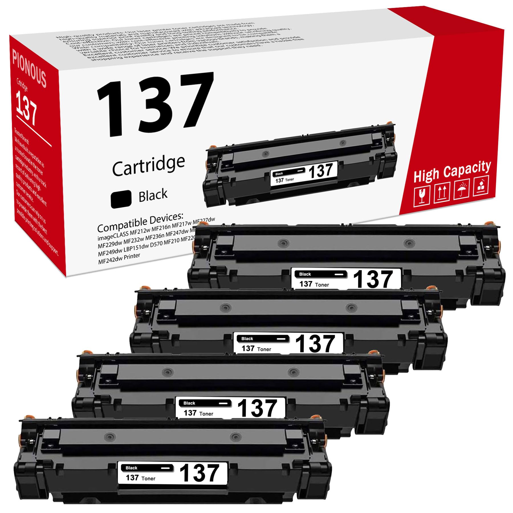 Amazon.com: 137 Toner High-Yield Toner 137 Compatible PIONOS 4 Pack 137 ...