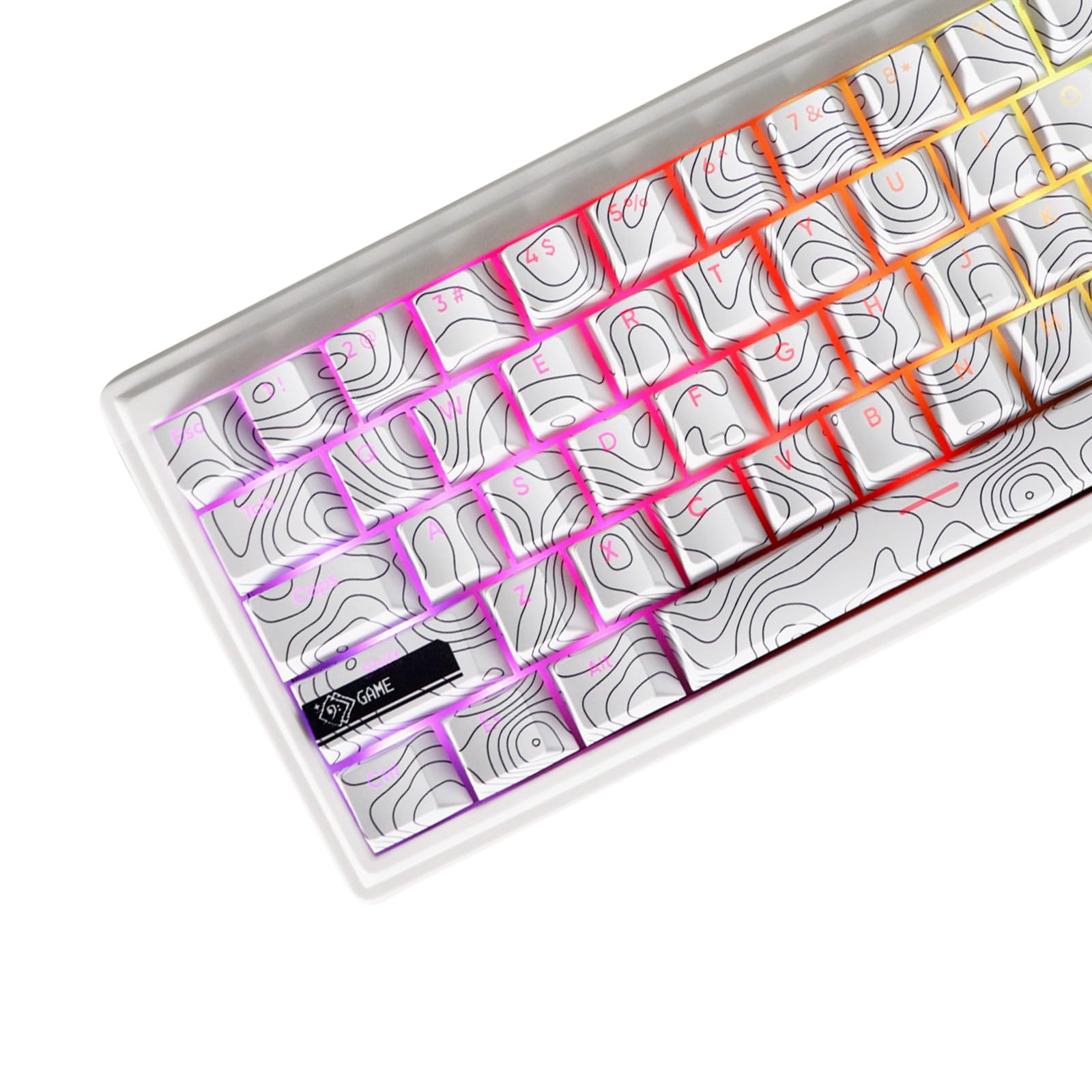 Buy JSJT Topographic Line Themed White Keycaps 135 Keys Double PBT ...