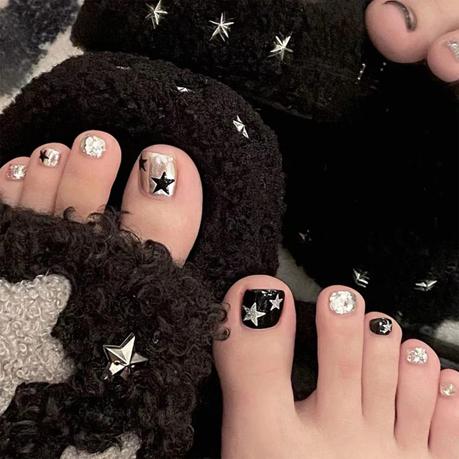Black And Silver Toenails 1 Sheets Hot Nail Designs Black Music Note