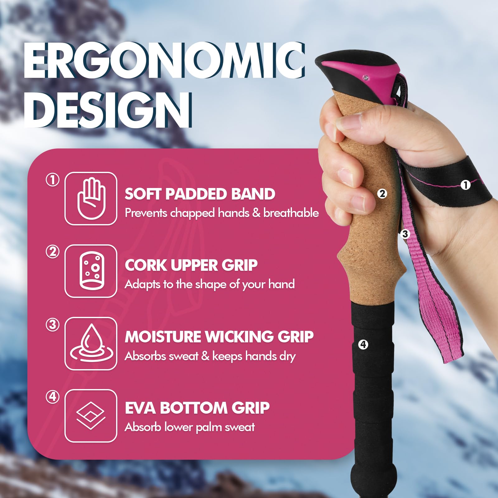 KINGGEAR Carbon Fiber Hiking Poles, Telescopic Collapsible Flip Locks ...