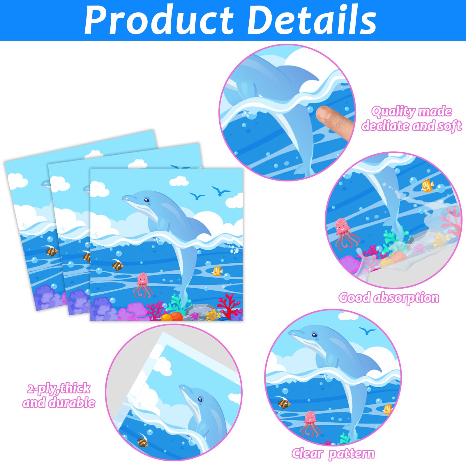 Snapklik.com : 96 Pcs Ocean Dolphin Theme Party Supplies Set Dolphin ...