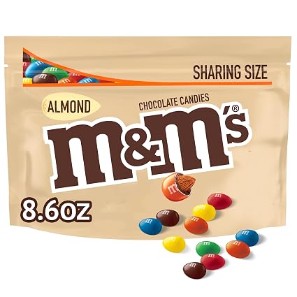 Amazon.com : M&M'S Almond Milk Chocolate Candy, Sharing Size, 8.6 oz ...