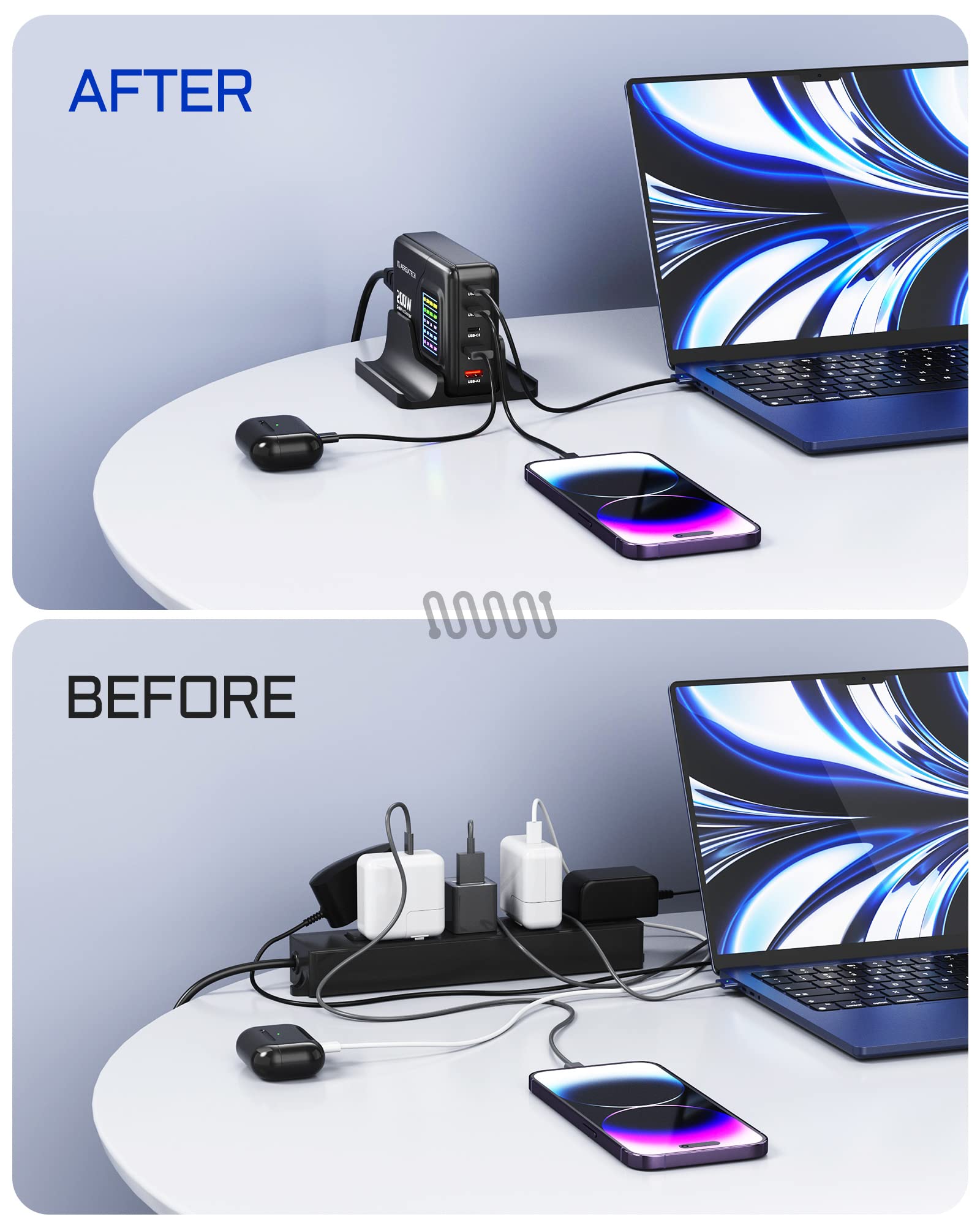 Snapklik.com : 200W USB C Charger, Aergiatech Desktop 5-Port PD 100W ...