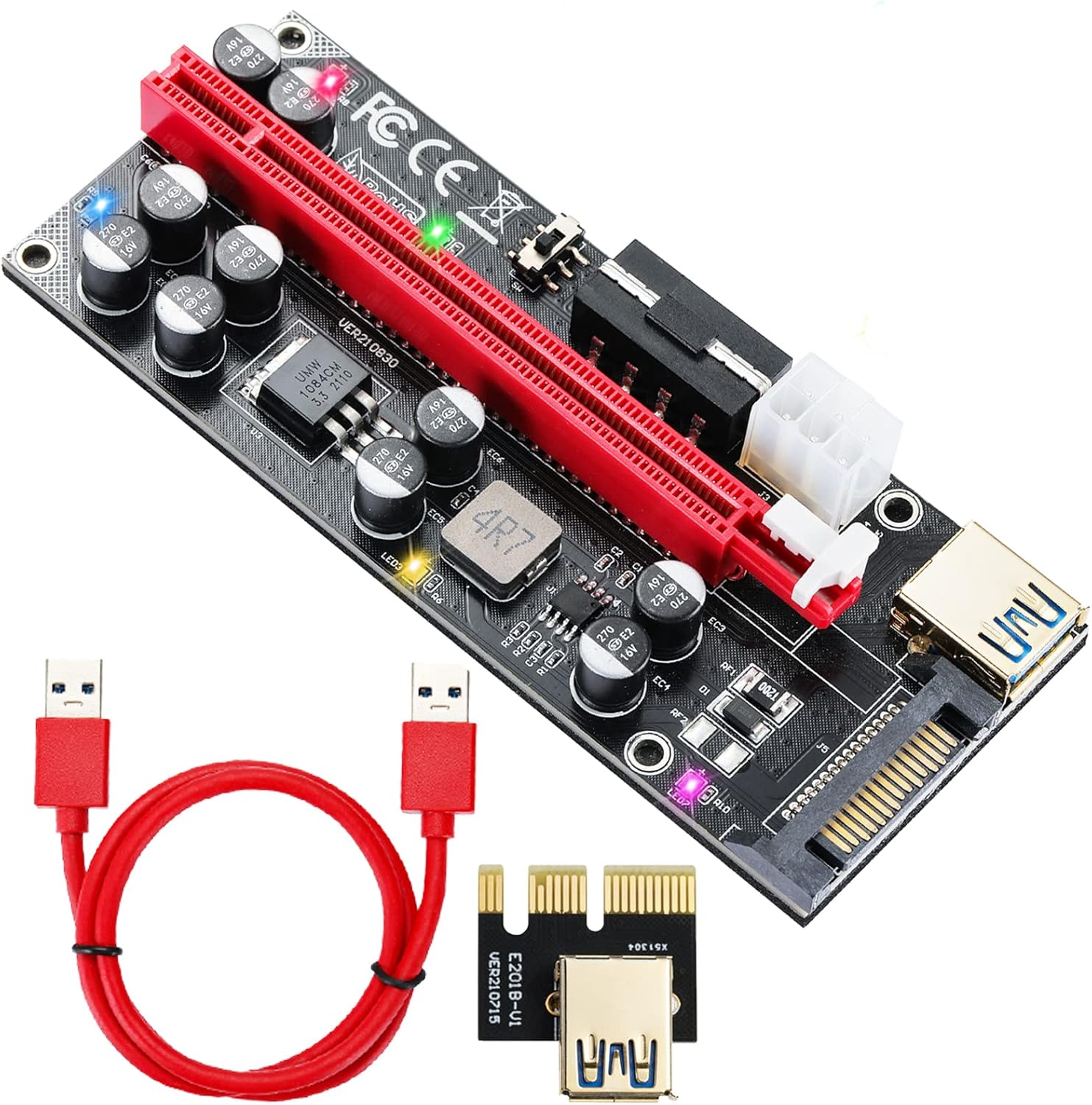 Amazon.com: ACTIMED PCIE Riser, GPU Riser Adapter Card 1x to 16x (6PIN ...