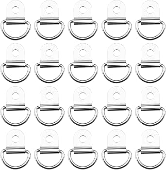 EMSea 20Pcs D Ring Lashing Eyelets Body Tie Down Rings Stainless Steel D-Ring Lashing Straps ...