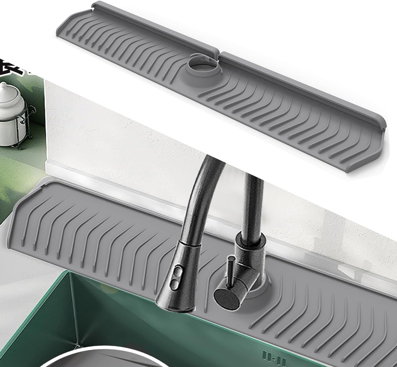 RYHX Silicone Faucet Mat,Silicone Faucet Handle Drip Catcher Tray ...