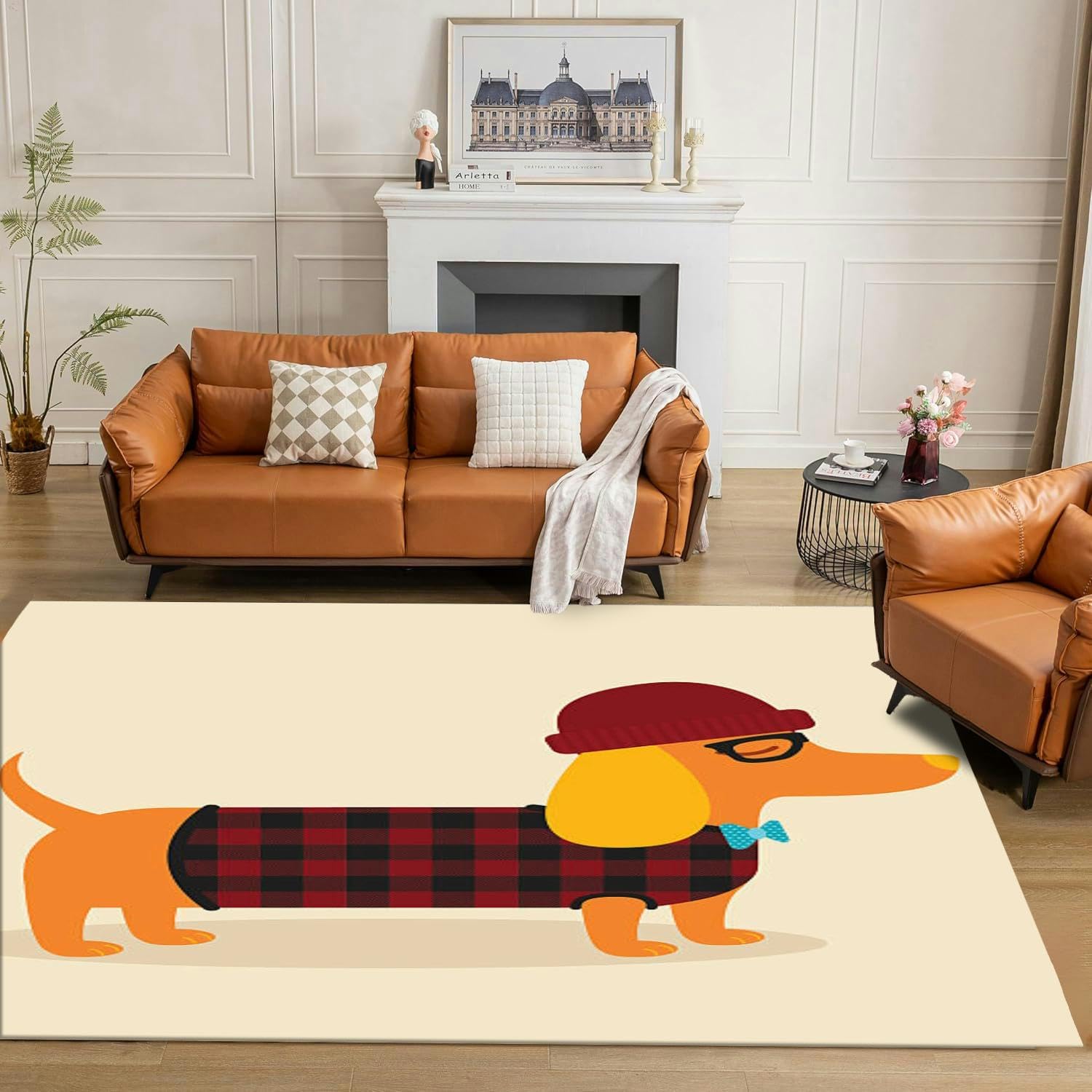 Amazon.com: Hipster Dachshund Rug 5x7 Rug Area Rugs for Living Room ...