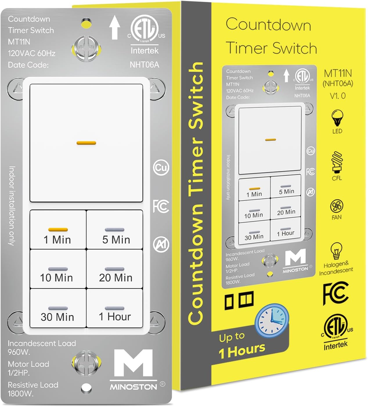 DewStop FS-875-W1 Adjustable Multi Timer Bath Fan Timer Control with ...
