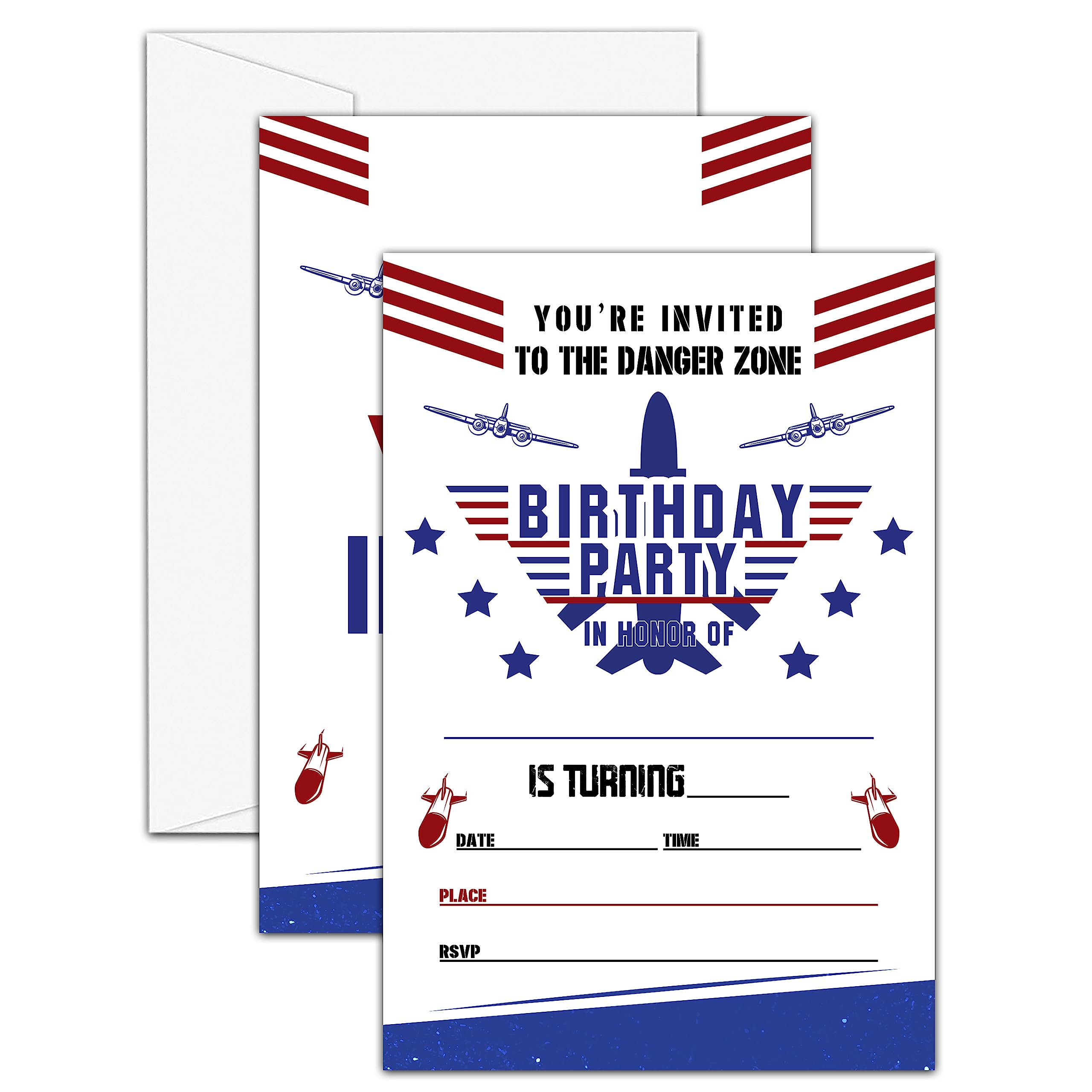 Amazon.com : UTESG Fighter Jet Birthday Party Invitations, Fighter ...