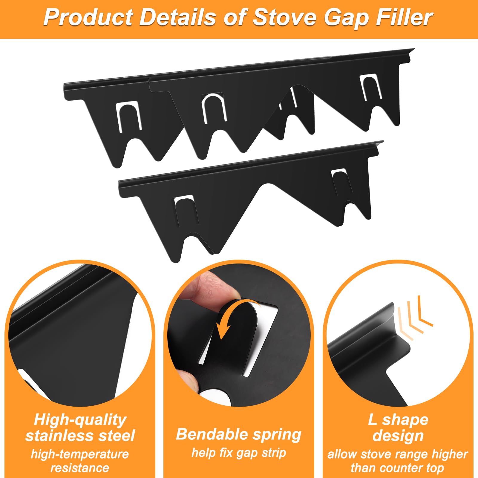 Adjustable Gap Filler Stove Gap Cover Black Stainless Steel ...