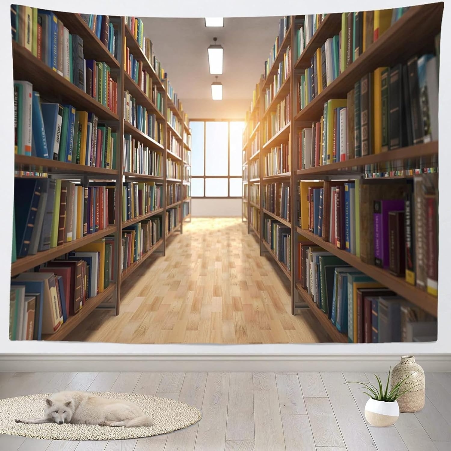 Sxakswol Tapestry Large Library Tapestry 230 x 180 cm Wall Hanging ...