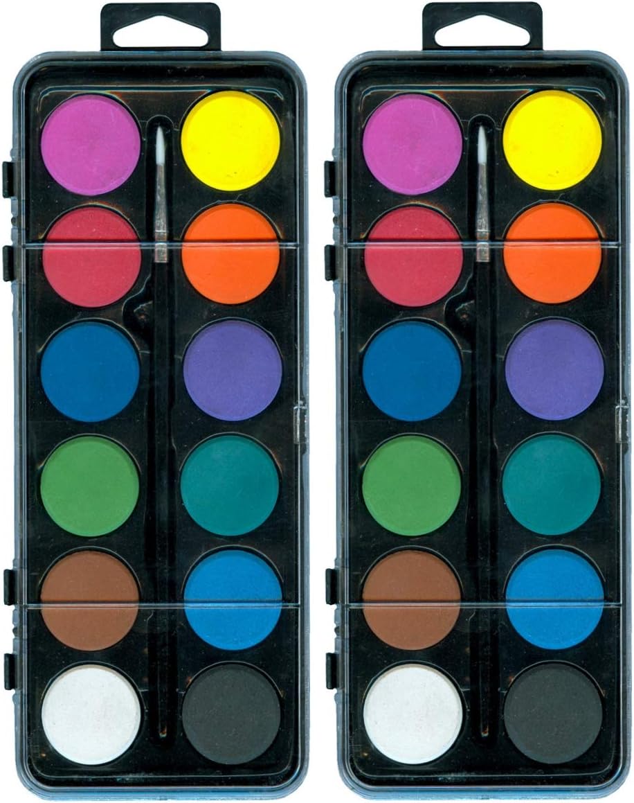 Mini Water Colour Paints Sets Kids - (Bulk Pack of 24) - 5 Watercolour ...