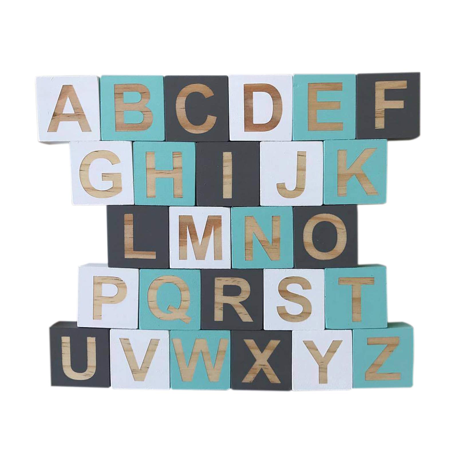 Buy DERCLIVE ABC Wooden Blocks ing Letter Blocks Preschool Learning ...