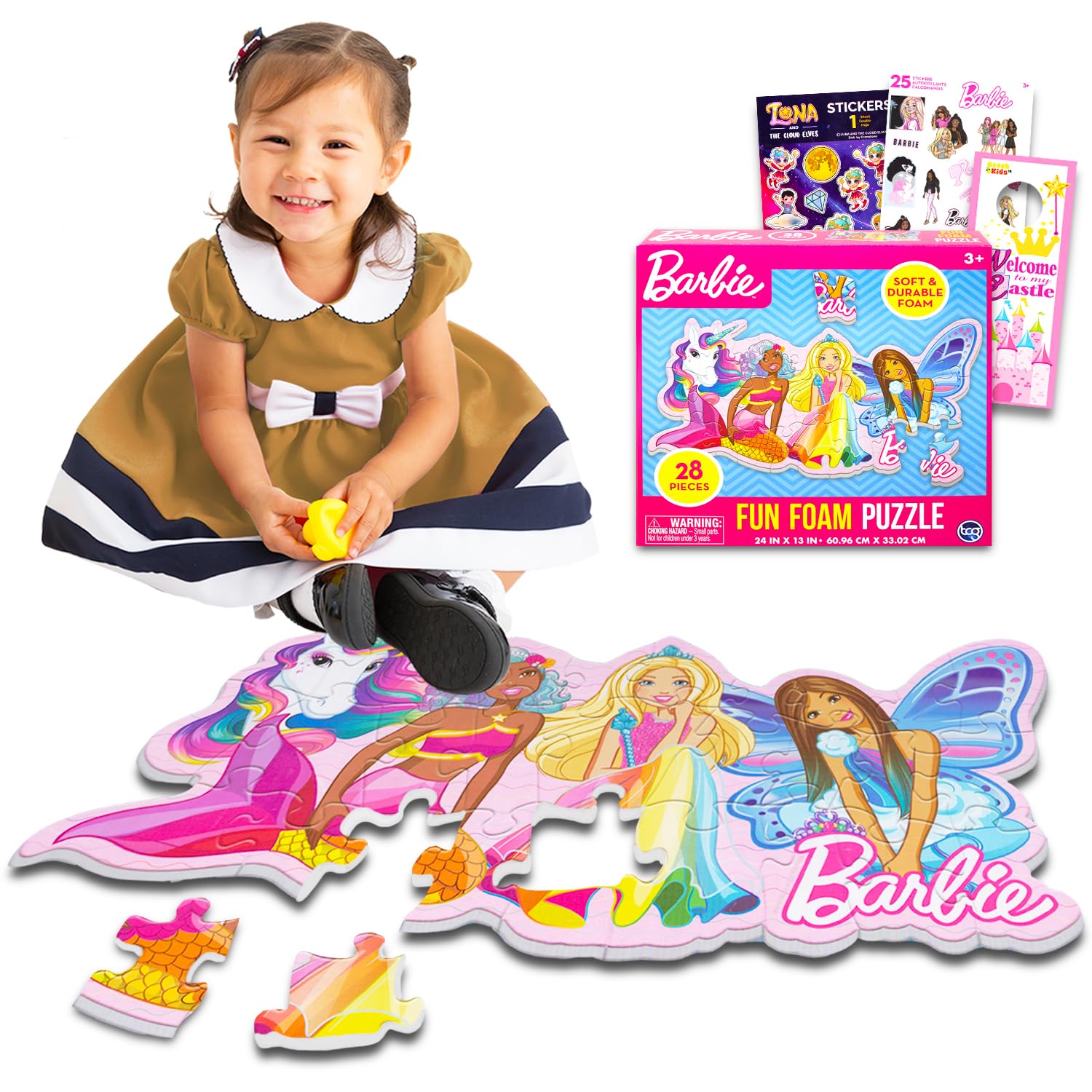 Amazon.com: Barbie Floor Puzzle for Girls - Bundle with 28 Pc Barbie ...