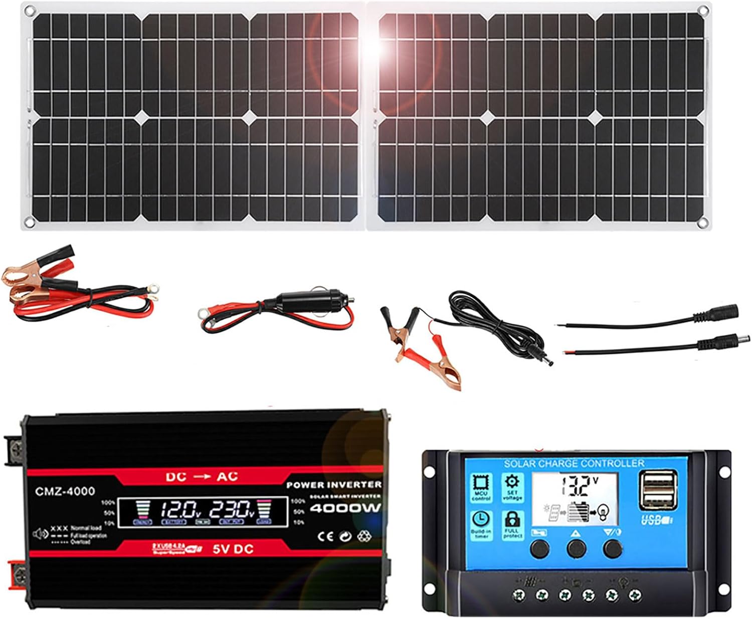 Amazon.com: Complete Solar Panel Kit, 4000W Solar Inverter and 80W ...