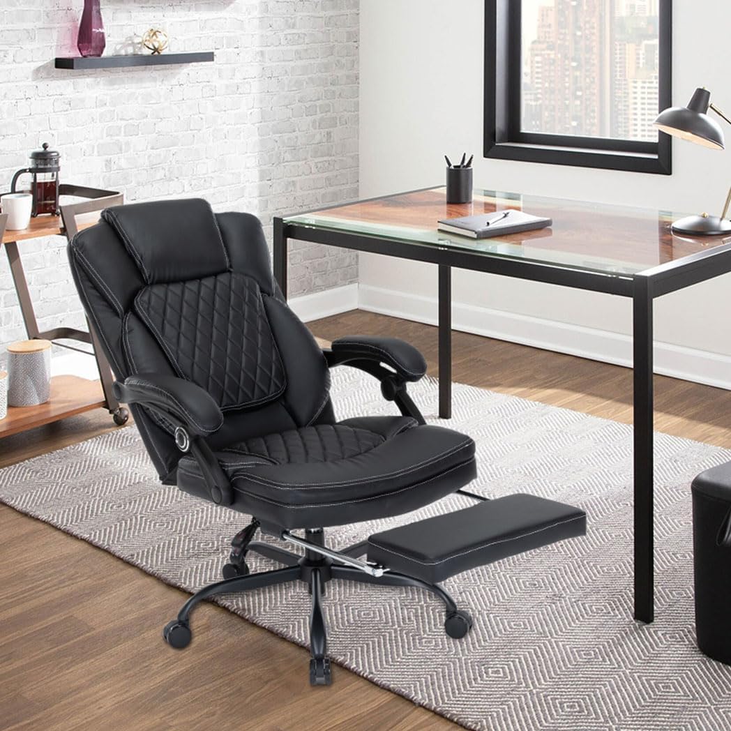 Amazon.com: Ergonomic Office Chair with Footrest, Executive Chair PU ...
