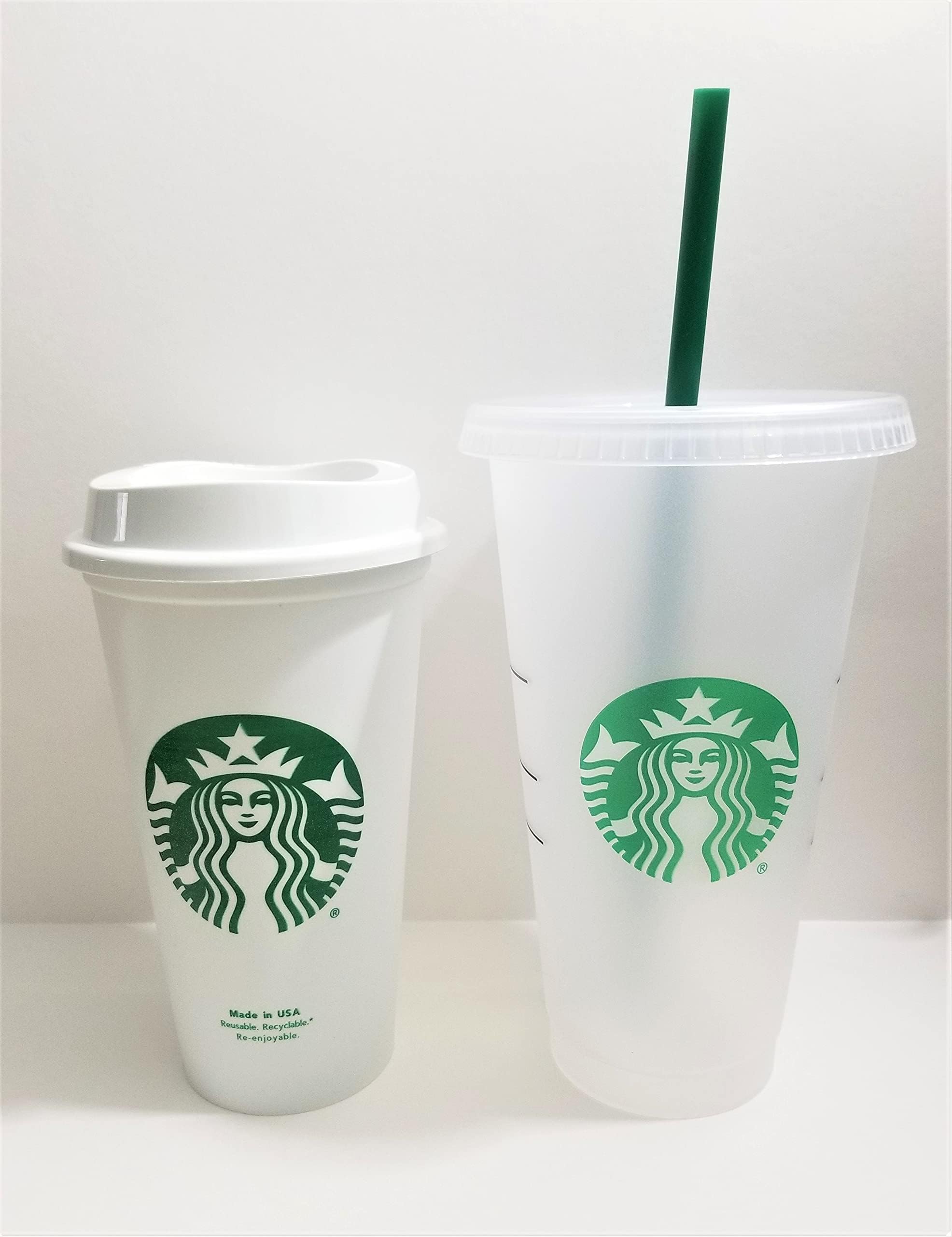 Starbucks White Reusable Plastic Travel Mug/Cup/Tumbler Grande Medium ...