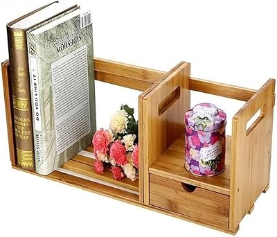 Amazon.com: Bamboo Desktop Bookshelf - Compact Tabletop Bookcase for ...