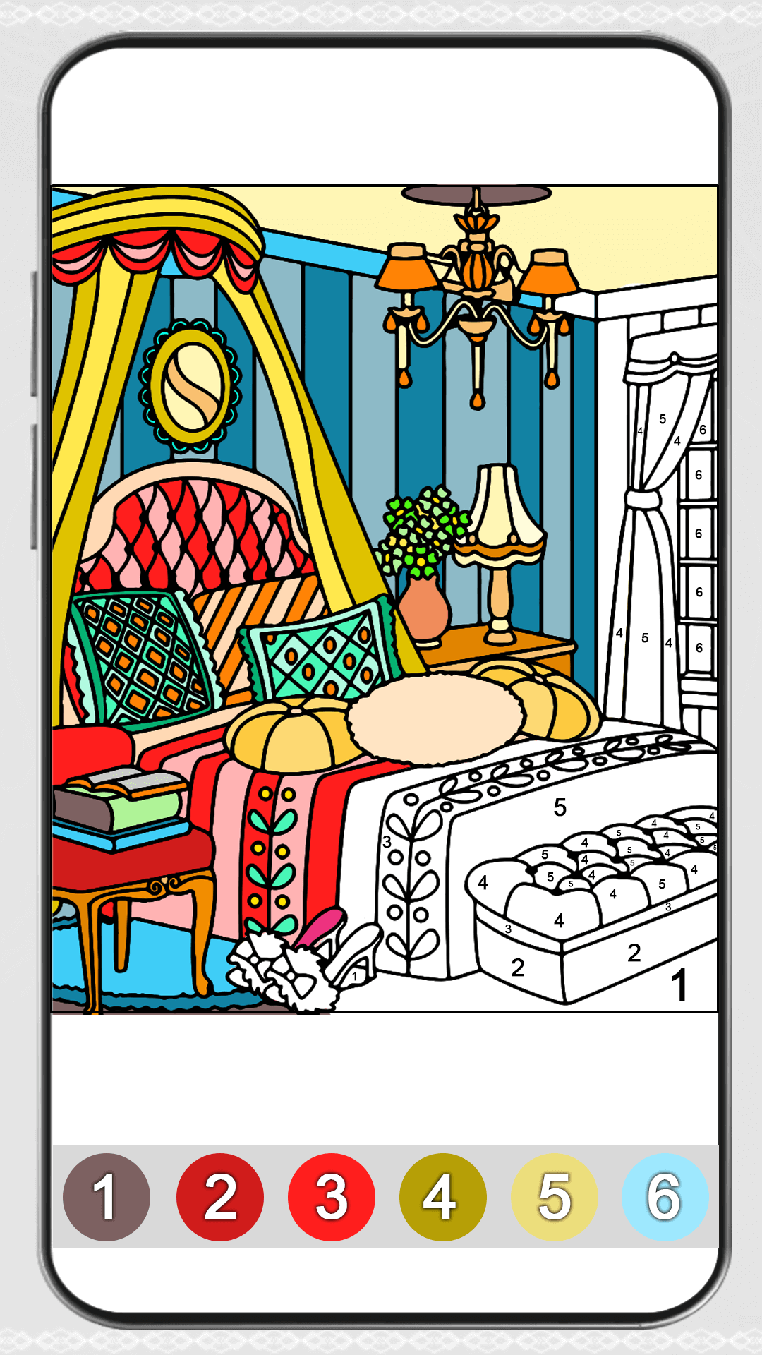 House Interior Coloring book : Free Color by Number - Coloring games ...