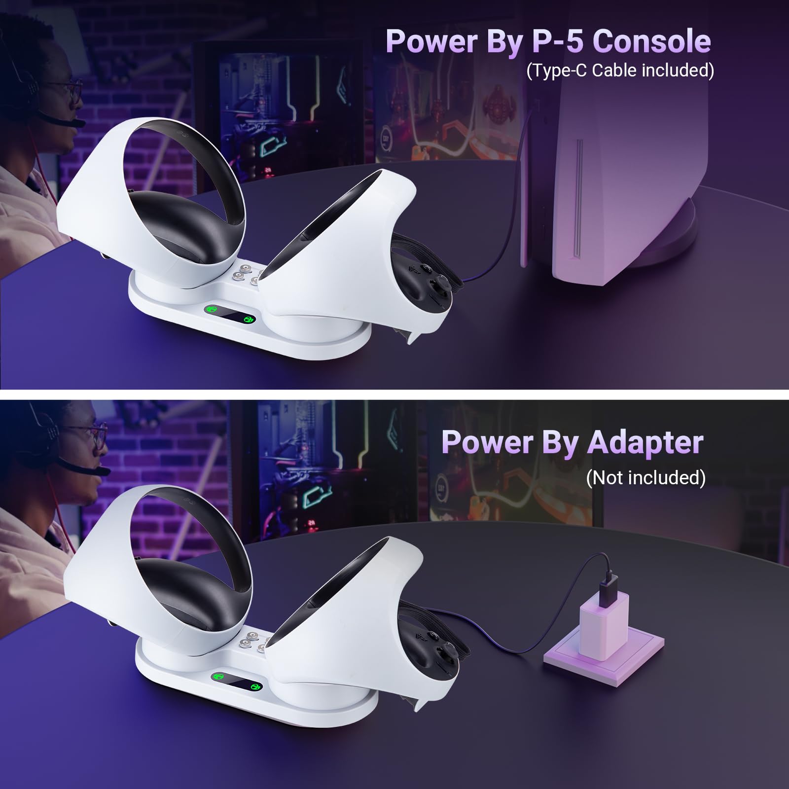 Snapklik.com : Charging Station For PSVR 2, Dual Fast Charger For PS ...