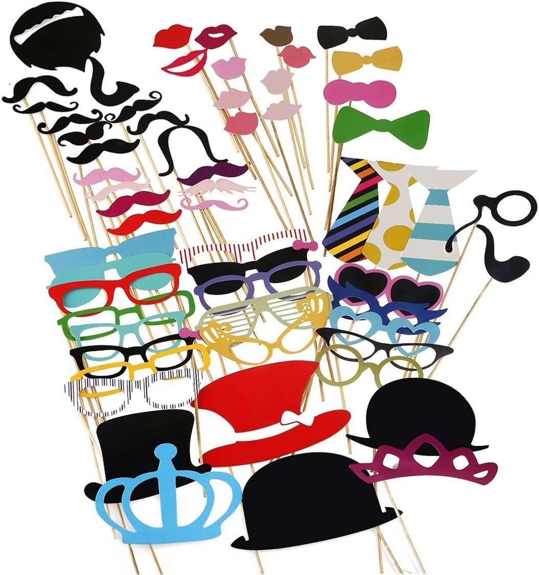 TinkSky 60pcs Accessoires Photobooth Masquerade Accessoires de Photos ...