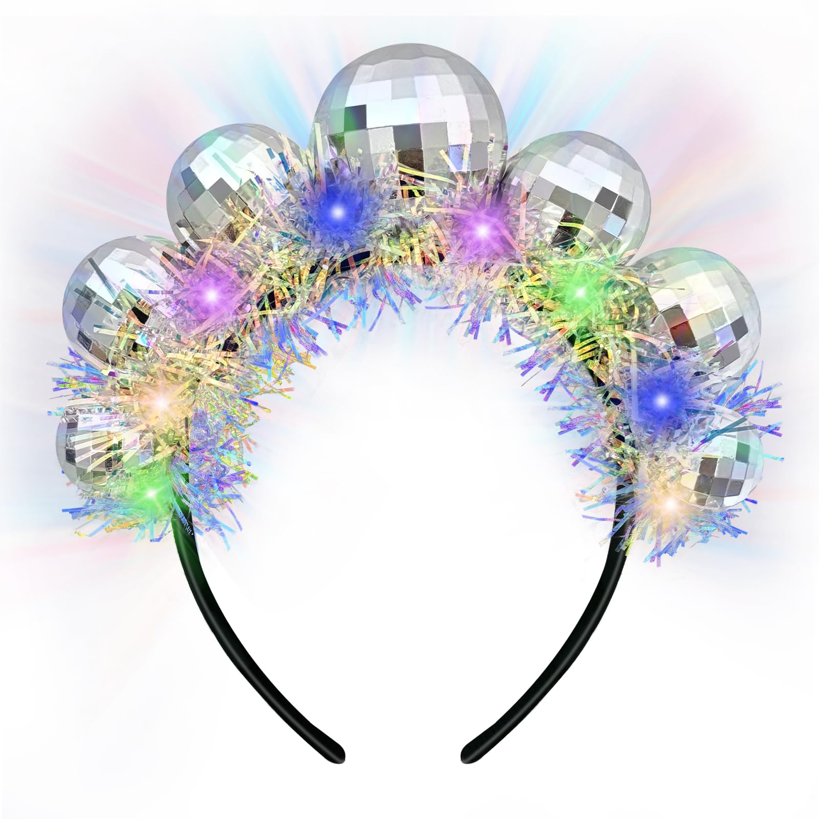 Amazon.com: Bnsikun Christmas Light Up Disco Ball Headband Led Disco ...