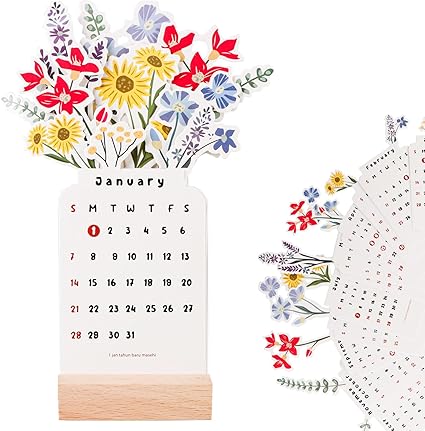 Bloomy Flowers Desk Calendar 2024, Creative Floral Desk Calendar, Desk ...
