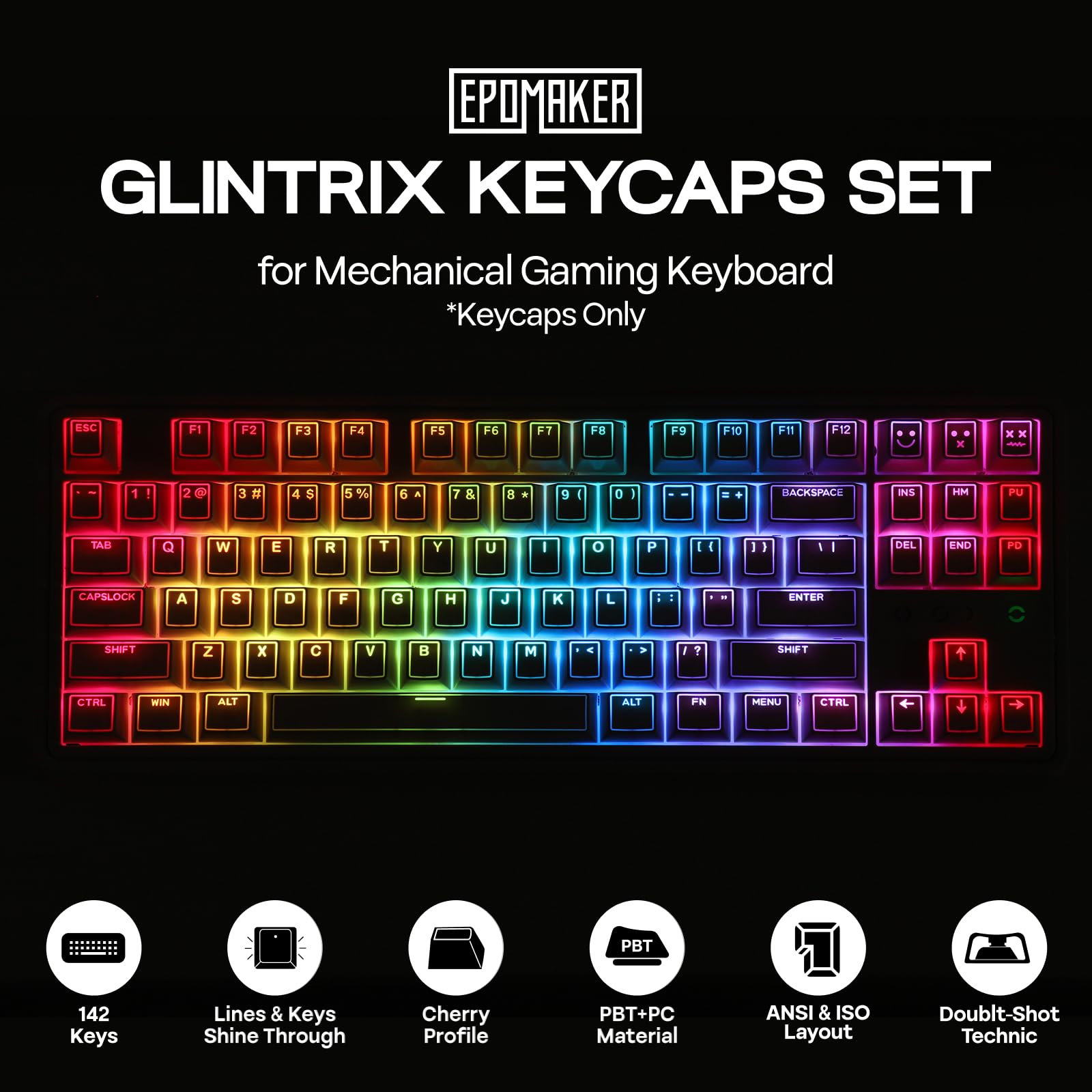 Snapklik.com : EPOMAKER Glintrix PBT Shine Through Keycaps, Arris ...