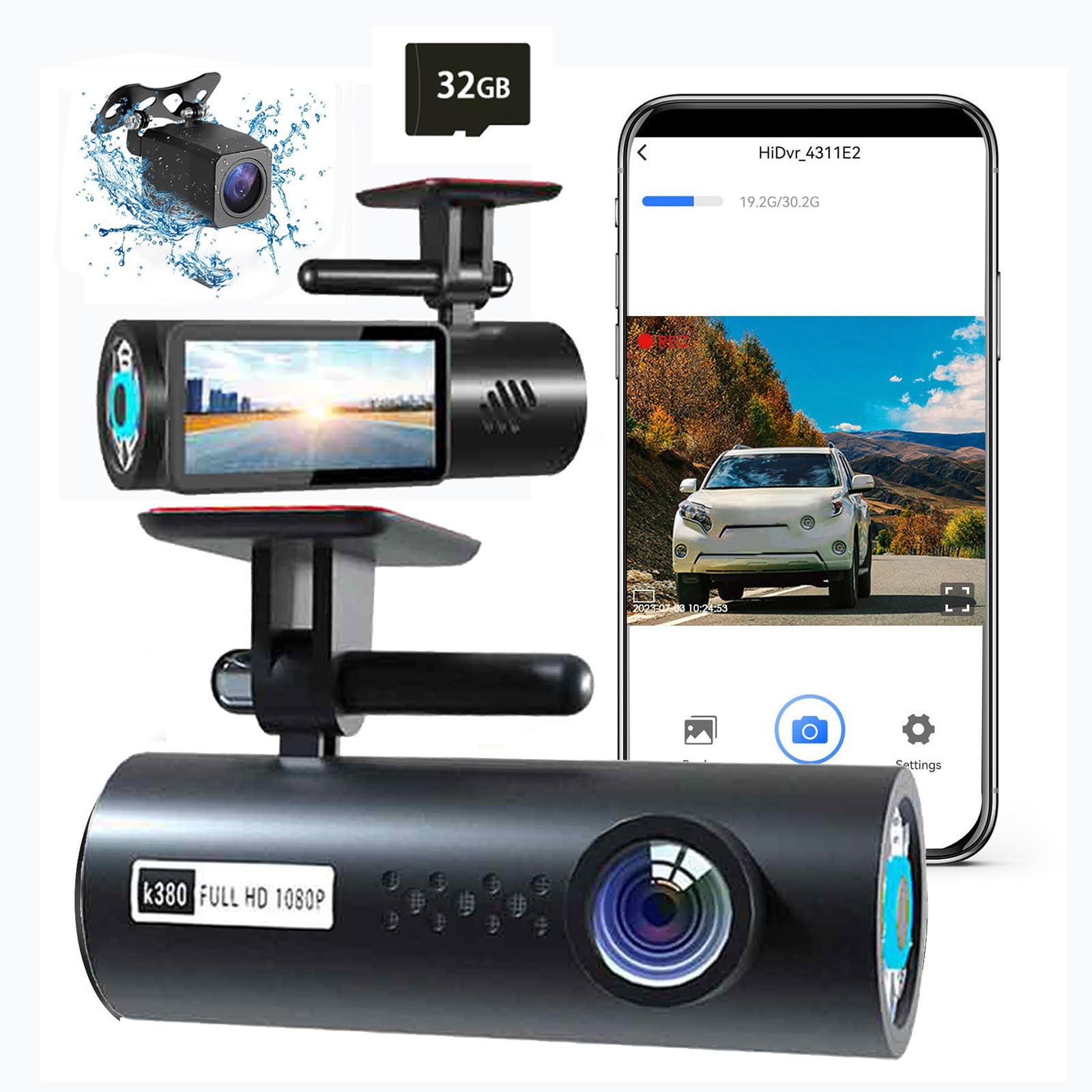 Amazon.com: Dual Dash Cam Front And Rear With 32G Memory Card WiFi Dash ...